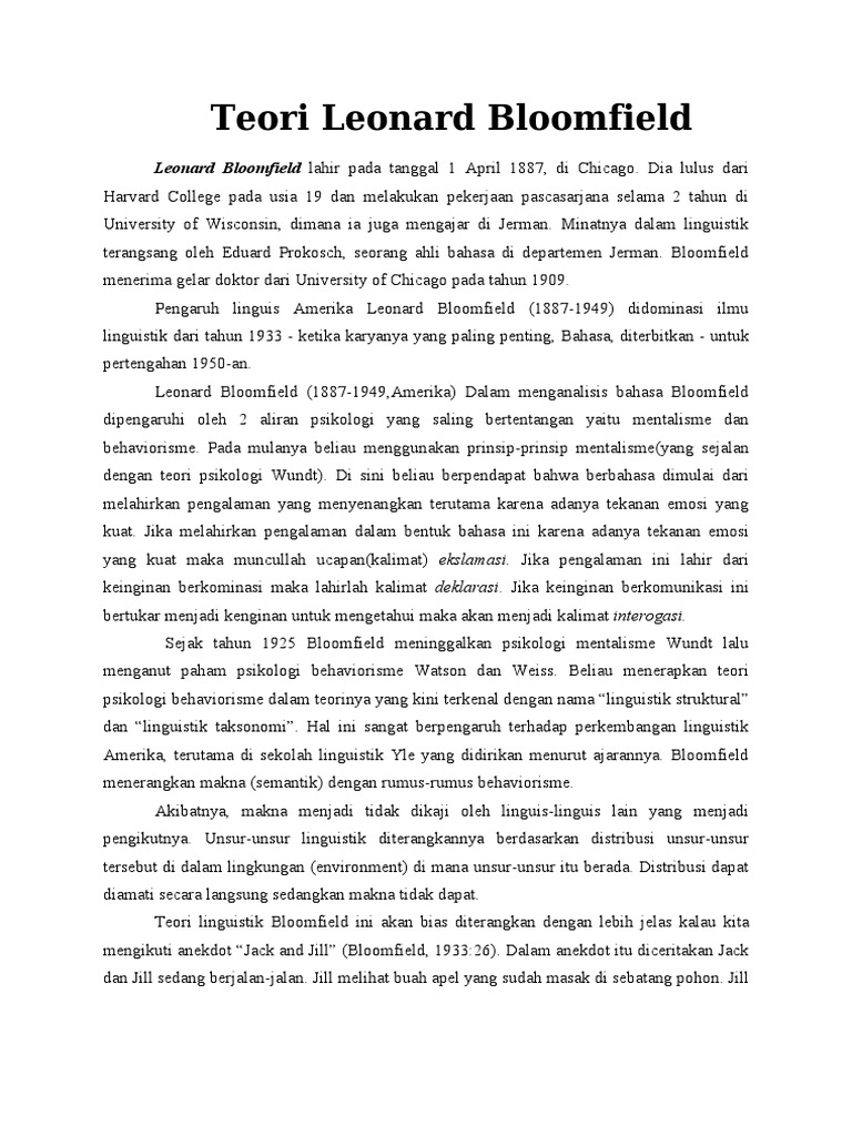 Teori Leonard Bloomfield | PDF