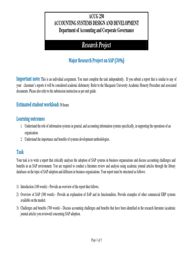 SAP Report Assignment Instruction | PDF | Academic Journal | Accounting