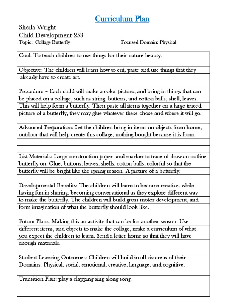 Butterfly Collage Art Curriculum Plan | PDF