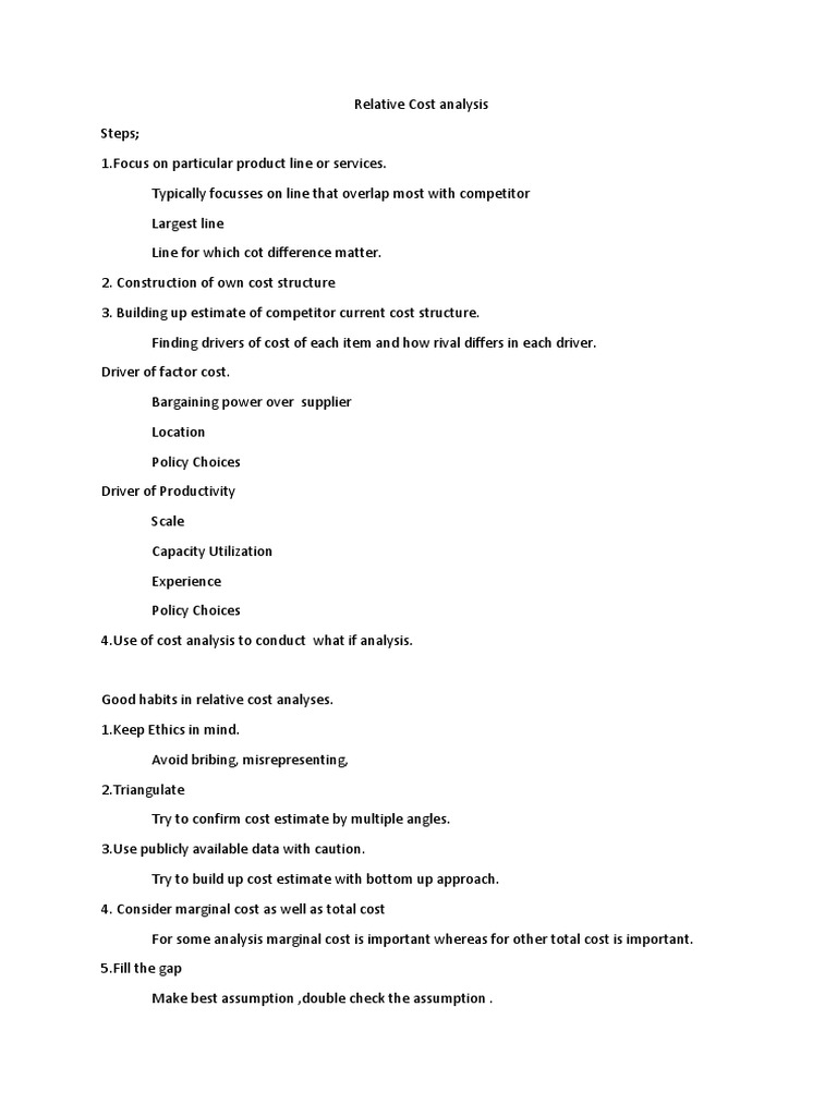 Relative Cost Analysis | PDF | Profit (Accounting) | Strategic Management