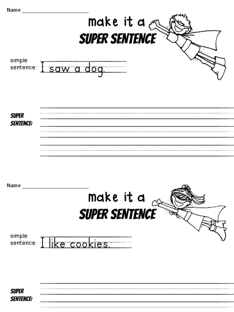 Make It A Super Sentence: Isawadog. | PDF | Cooking, Food & Wine