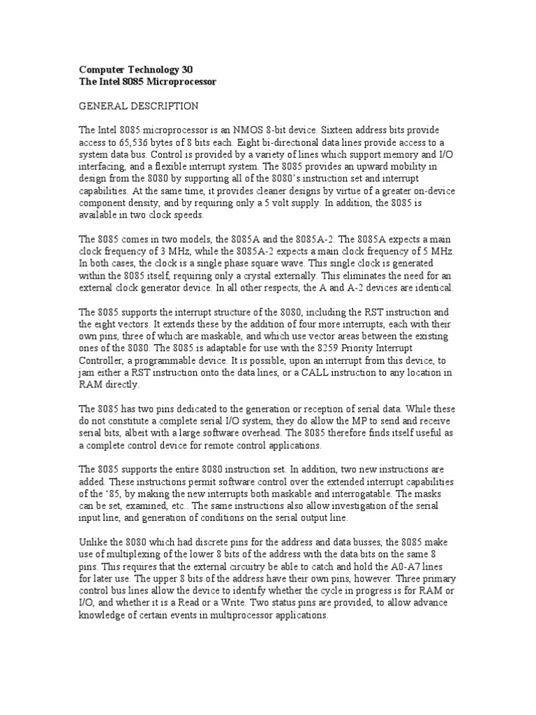 The Intel 8085 Microprocessor | PDF | Binary Coded Decimal | Bit