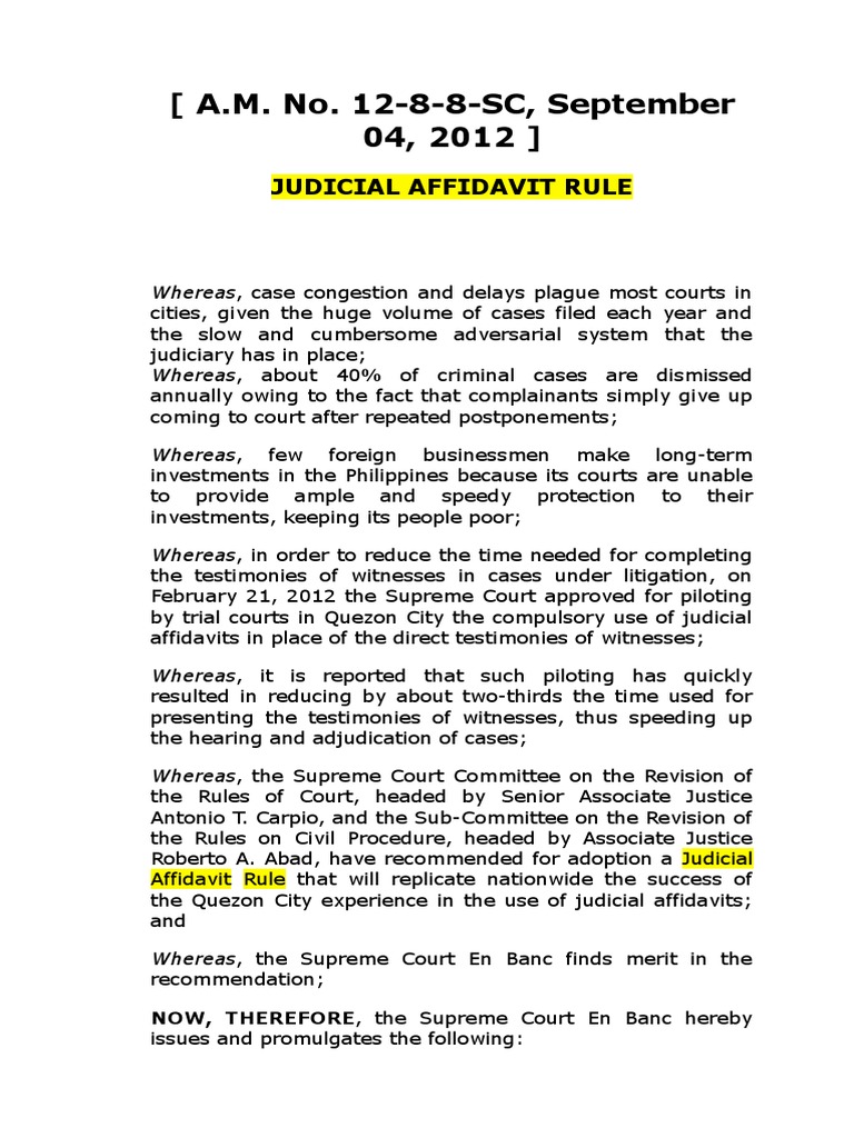Judicial Affidavit Rule Overview | PDF | Witness | Affidavit