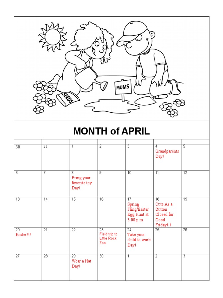 April Event Calendar Highlights | PDF