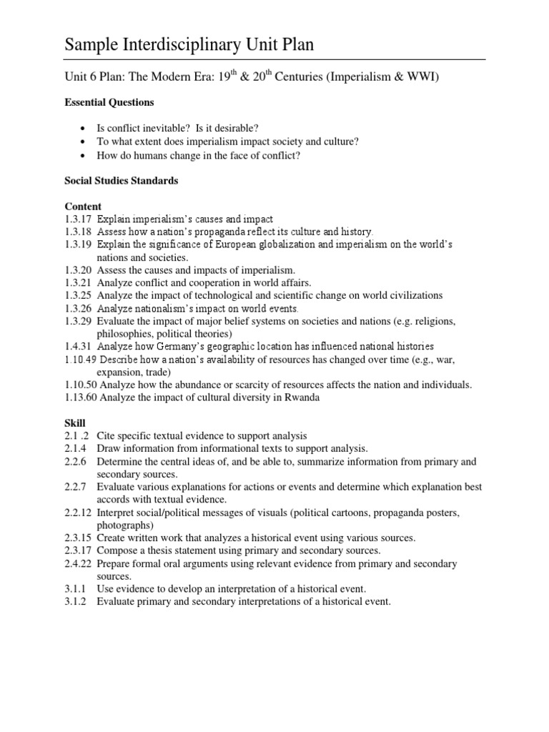 Example Unit Plan Portfolio | PDF | Reading Comprehension | Narration