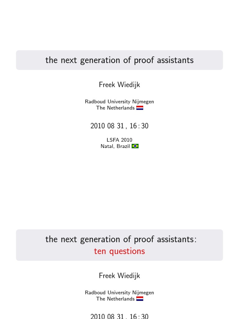 The Next Generation of Proof Assistants | PDF | Real Number | Theorem