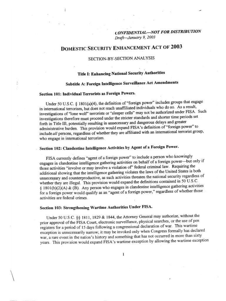 Patriot II - The Patriot Act - Full Text | PDF