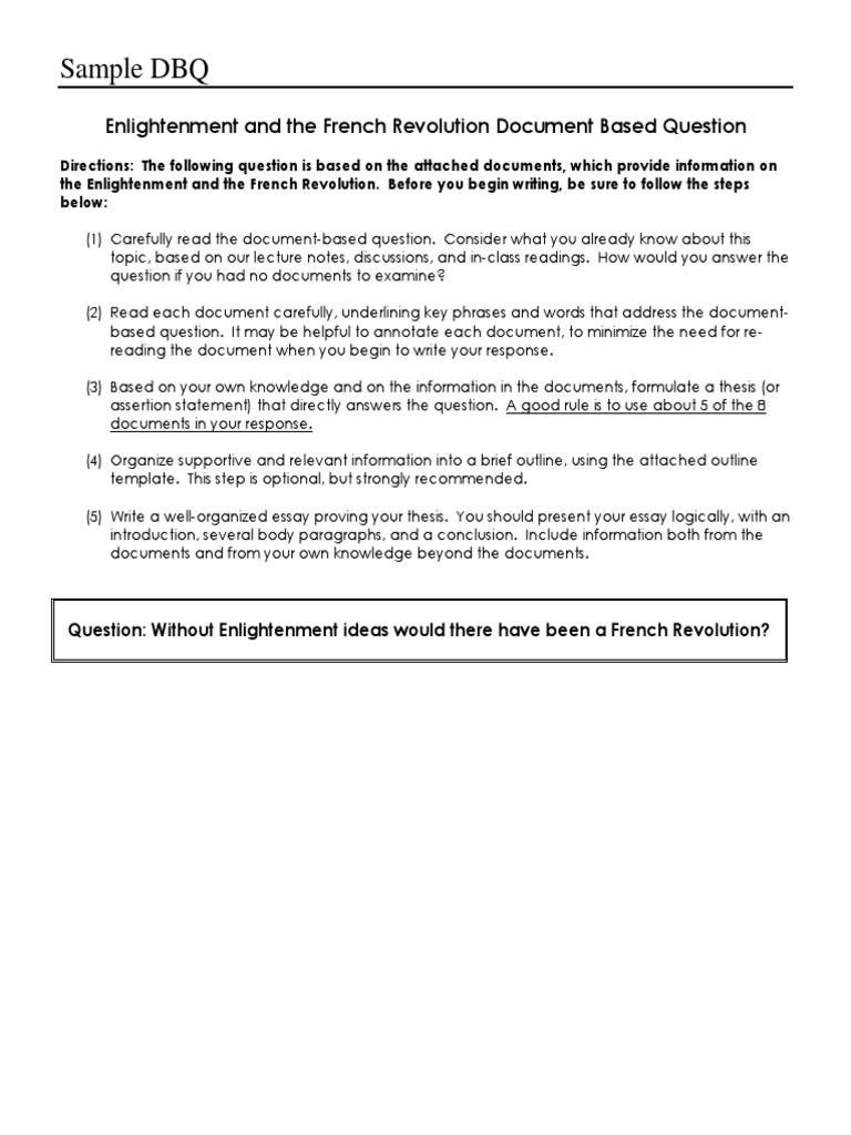 DBQ French Rev Rubric Portfolio | PDF | Thesis | Paragraph