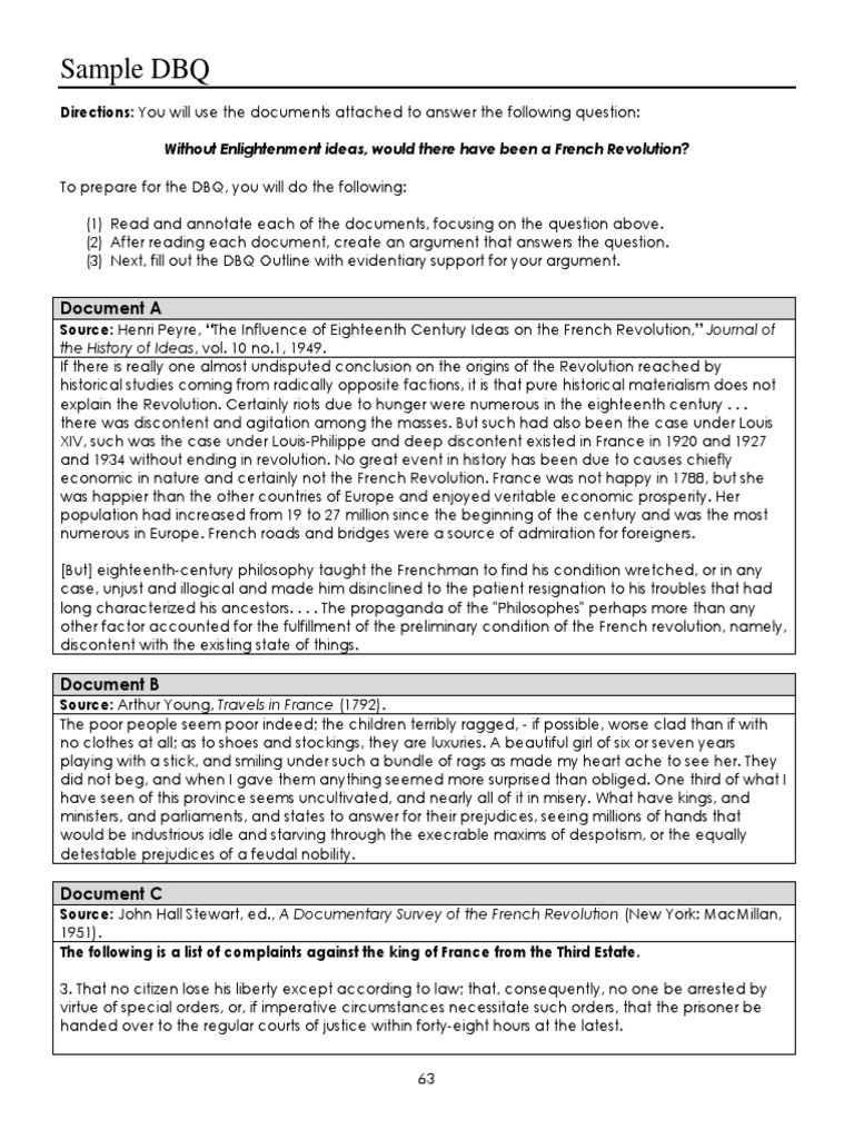 DBQ French Rev Sources Portfolio | PDF | Age Of Enlightenment | Human ...
