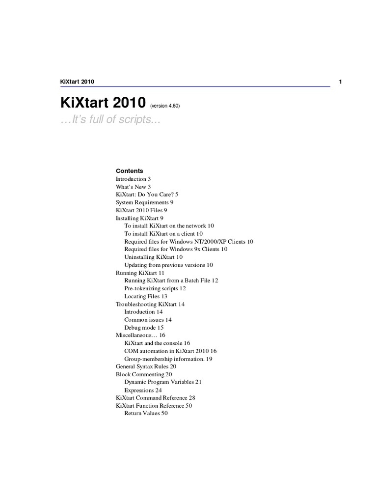 Kixtart 2010: It'S Full of Scripts.. | PDF