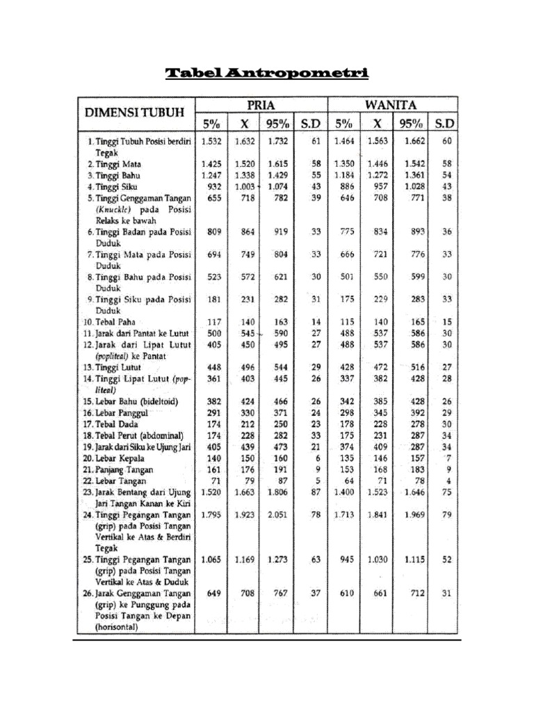 Tabel Antropometri | PDF