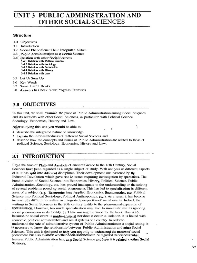 Public Administration Unit-3 Public Administration and Other Social SciencesPublic ...