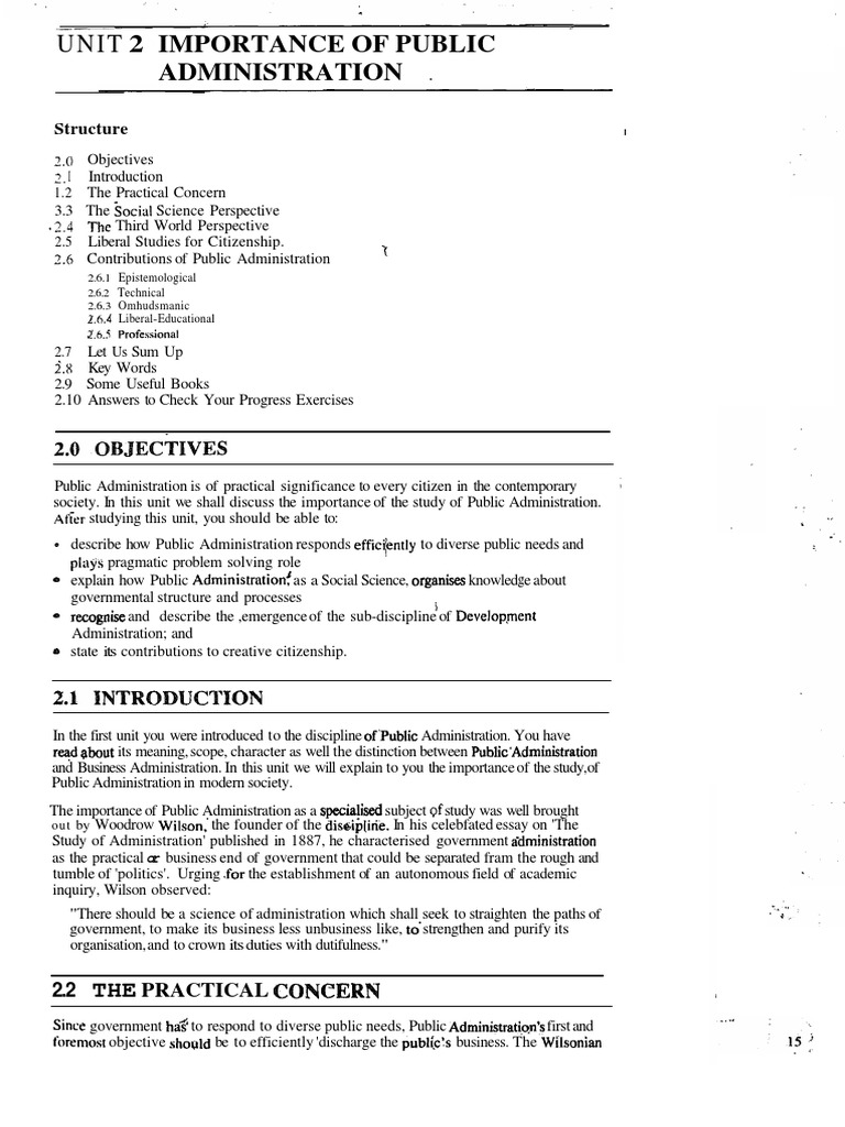 Public Administration Unit-2 Importance of Public Administration | PDF ...