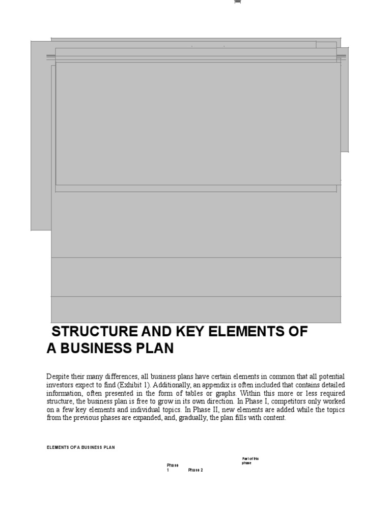 Structure and Key Elements of A Business Plan | PDF | Target Audience ...