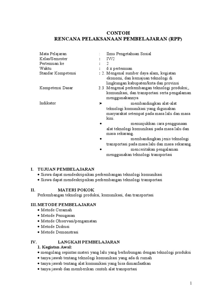 Contoh RPP IPS SD-SLB | PDF | Seni