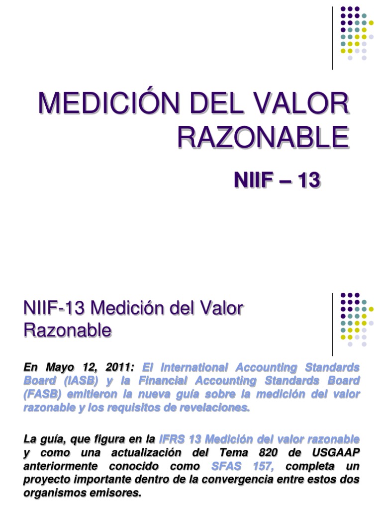 Guía definitiva sobre medición del valor razonable según NIIF 13 | PDF ...