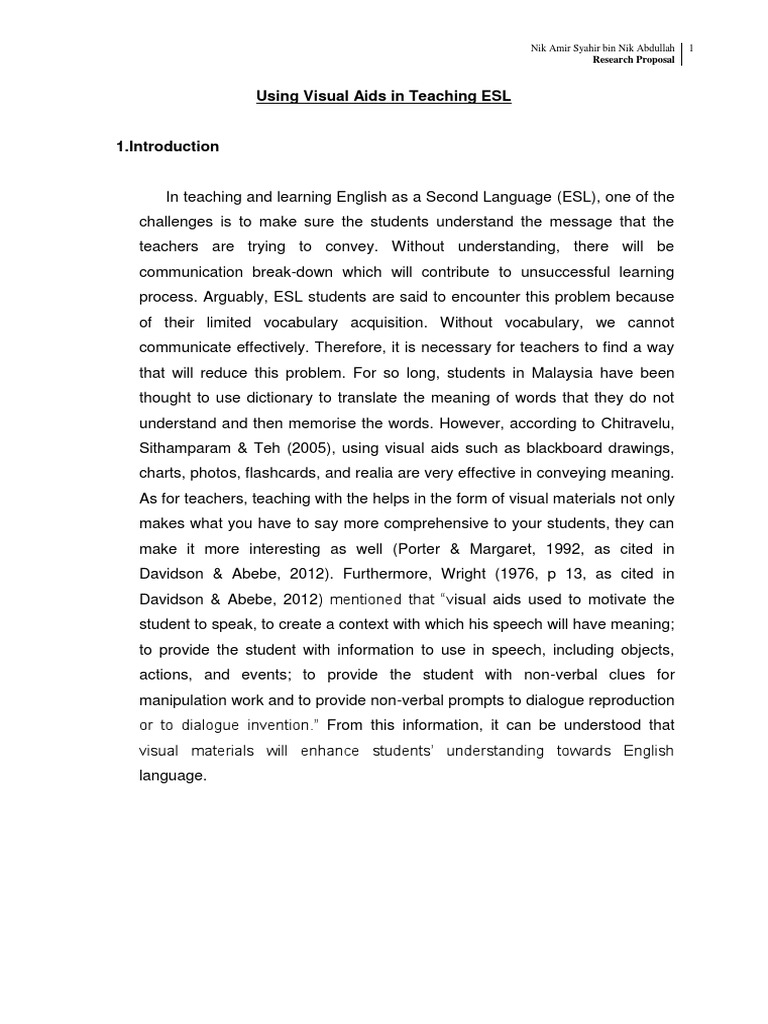 Using Visual Aids in Teaching ESL | PDF | English As A Second Or ...