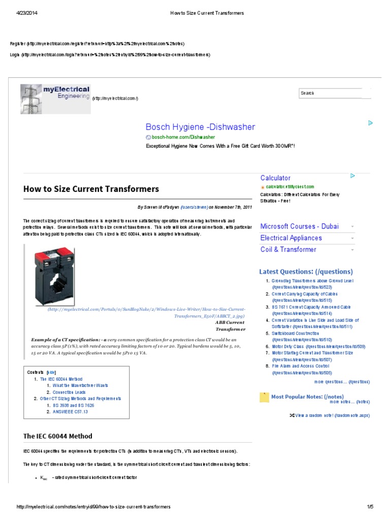 How To Size Current Transformers | PDF | Electrical Engineering ...