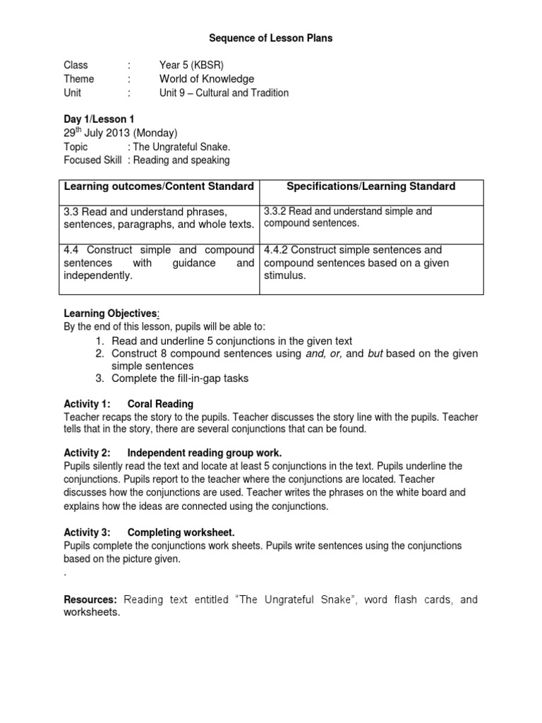 Sequence of Lesson Plans | PDF | Lesson Plan | Reading Comprehension