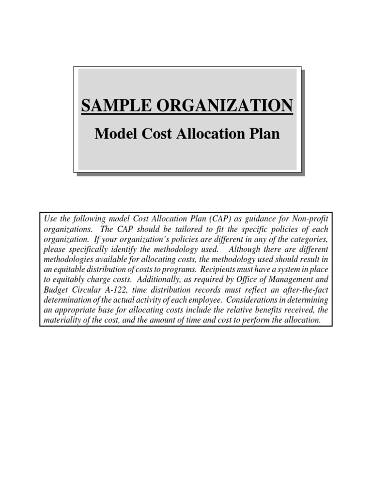 Sample Organization: Model Cost Allocation Plan | Download Free PDF ...