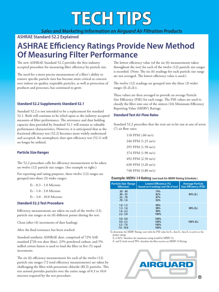 ASHRAE 52-2 Explained | PDF | Dust | Chemistry