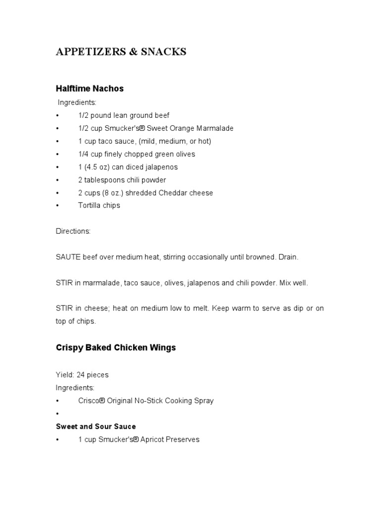 Appetizers & Snacks | PDF | Stir Frying | Teaspoon