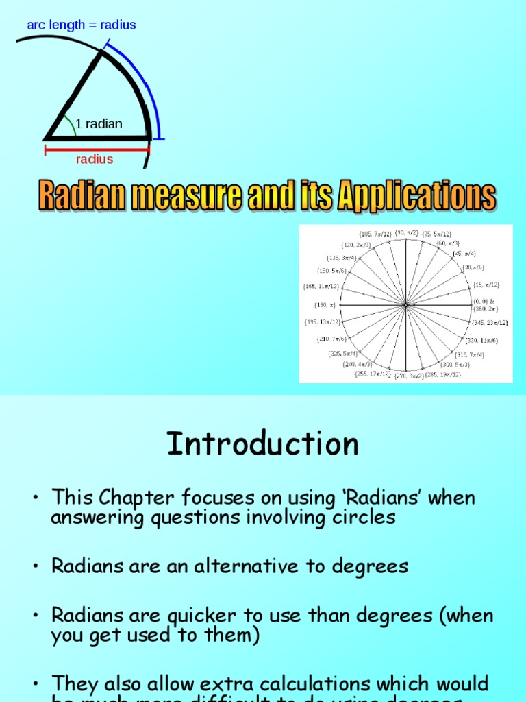 6) C2 Radian Measure and Its Applications | PDF | Angle | Area
