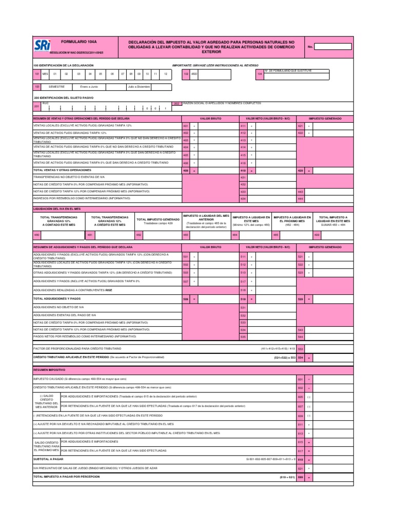 Formulario 104A | PDF | Pagos | Servicios (economía)