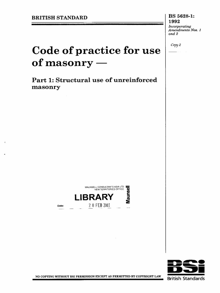 BS5628 PT 1-1992 | PDF