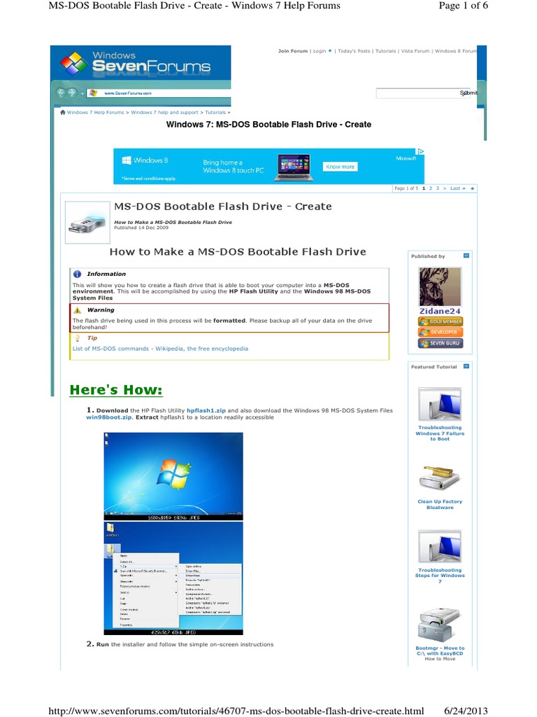 Ms Dos Bootable Flash | PDF | Usb Flash Drive | Booting