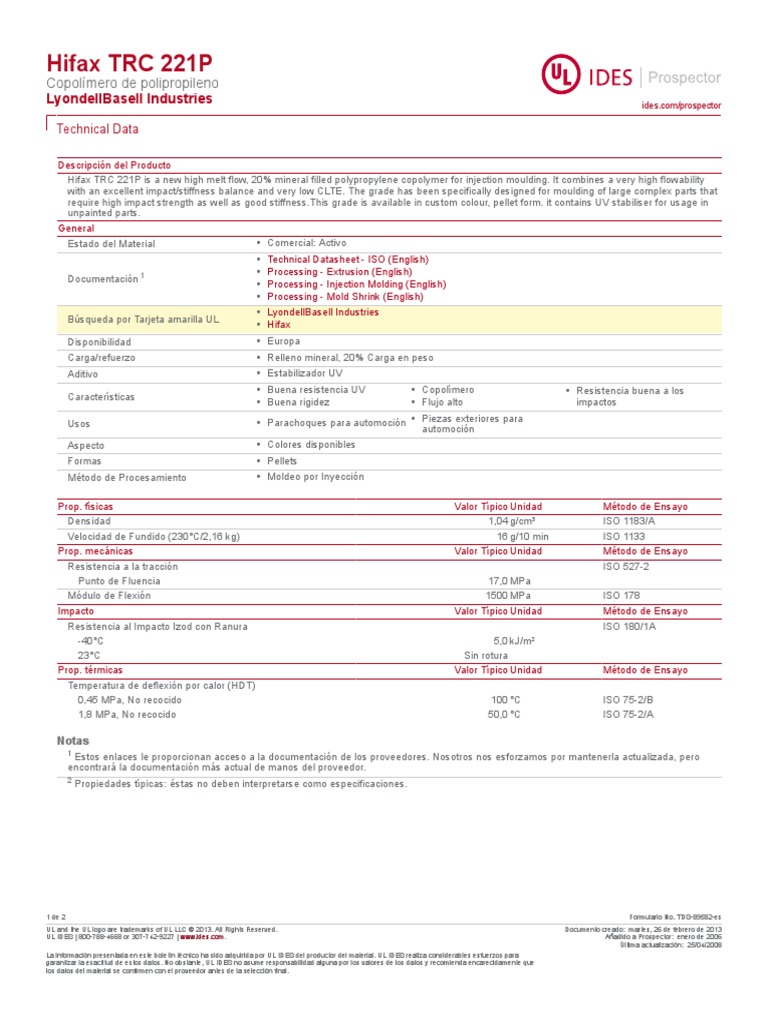 Hifax TRC 221P | PDF | Bases de datos | El plastico