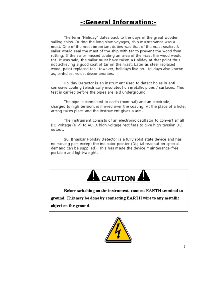 Low Voltage Holiday Detector | PDF | Battery Charger | High Voltage