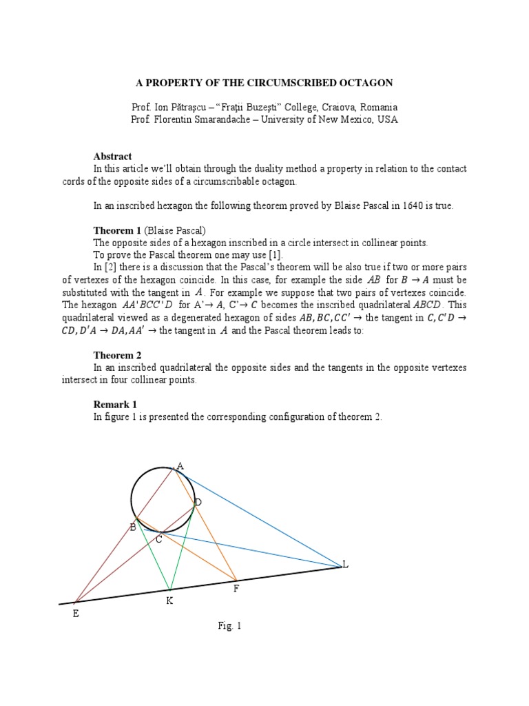 A PROPERTY OF THE CIRCUMSCRIBED OCTAGON | Classical Geometry ...