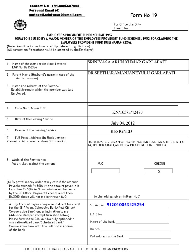 Provident Fund Claim Form Guide | PDF | Cheque | Payments