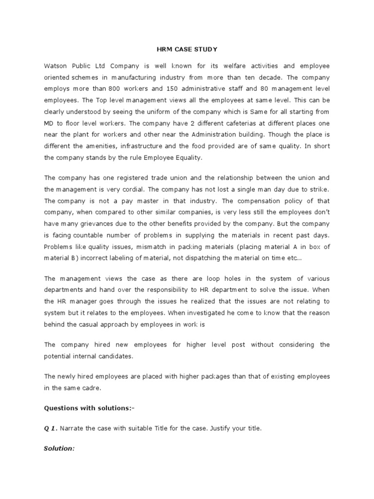 HRM Case Study | PDF | Employment | Motivation