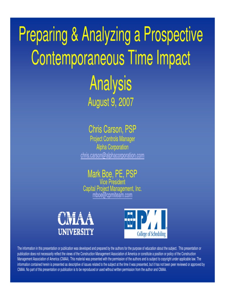 Prospective Time Impact Analysis | Business