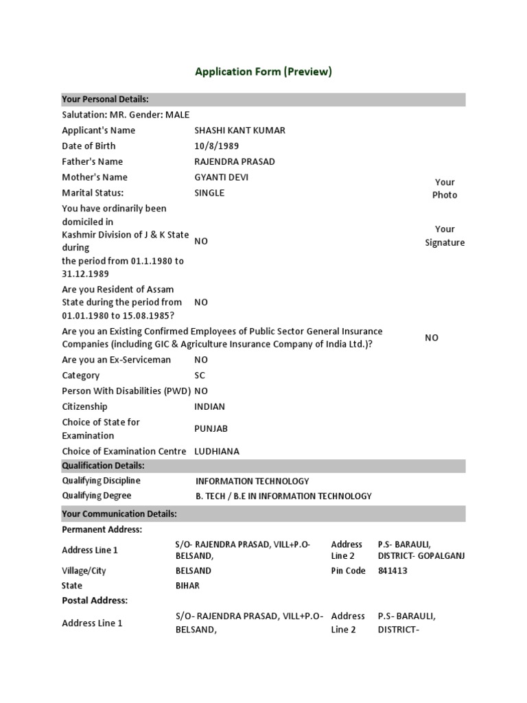 Personal Application Form Preview | PDF | Career & Growth | Law