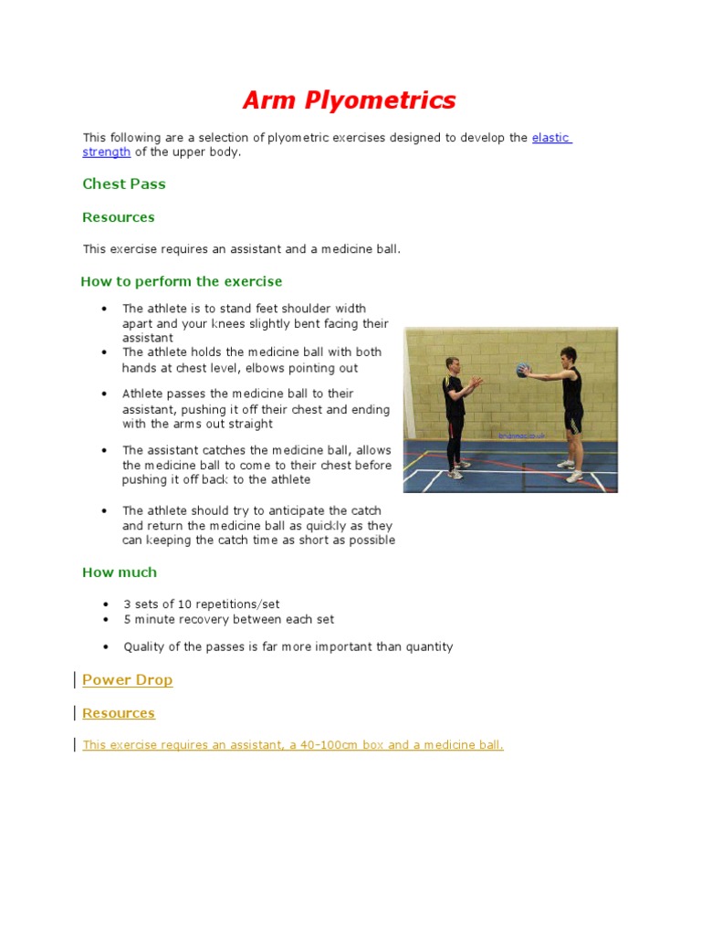 Arm Plyometrics: Chest Pass | PDF | Arm | Elbow
