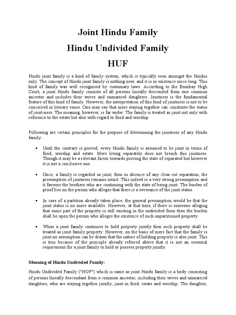 Hindu Undivided Family & Coparcenary | PDF | Inheritance | Concurrent ...