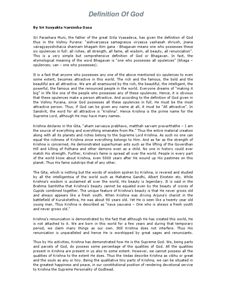 Definition of God | Download Free PDF | Krishna | Hinduism