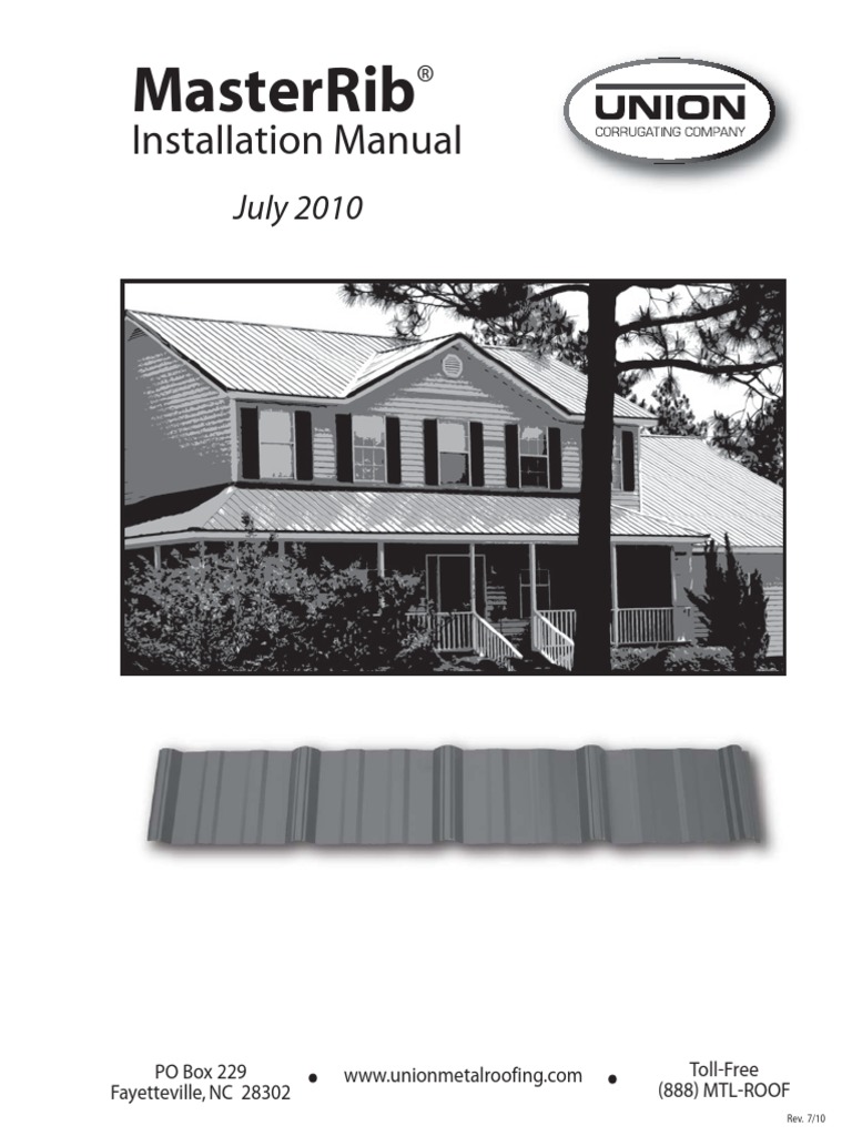 Masterrib: Installation Manual | PDF | Roof | Screw