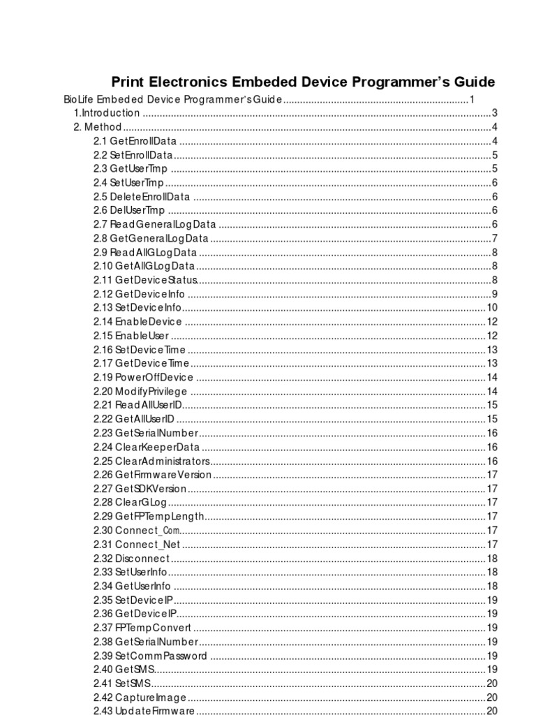 Print Electronics Embeded Device Programmer's Guide | PDF