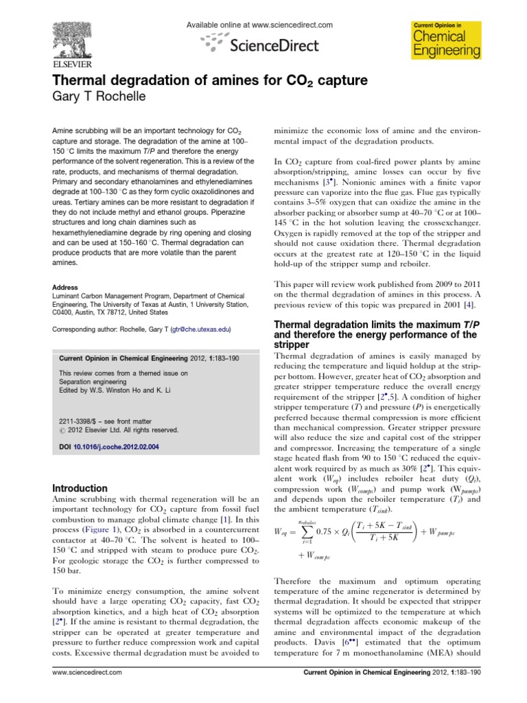 Amine Degradation-Main | PDF | Amine | Carbon Capture And Storage