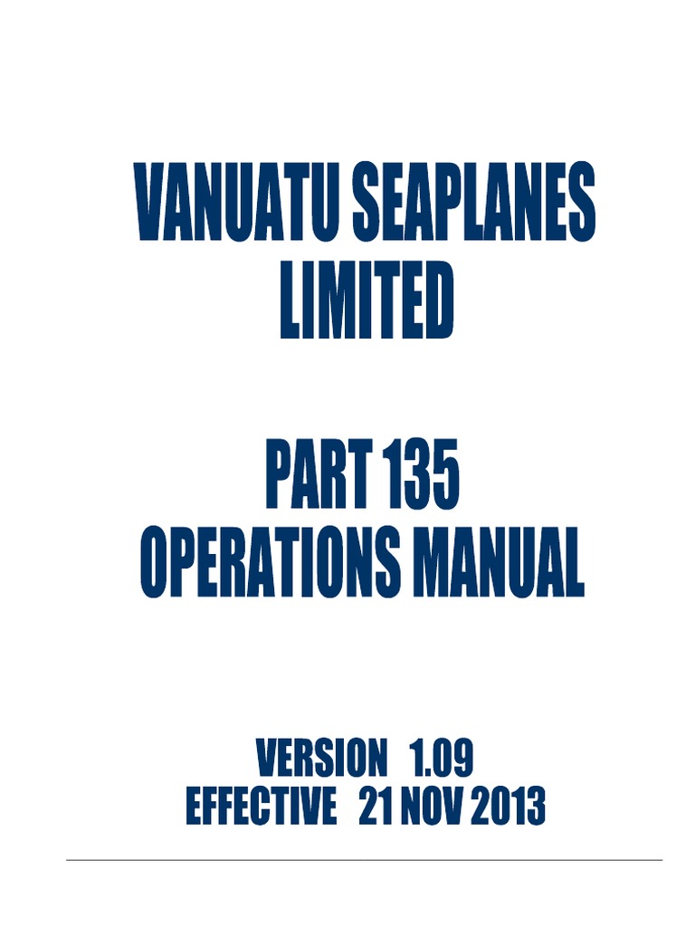 VSL Part 135 Operations Manual v1 09 21 11 13 | Download Free PDF | Air ...