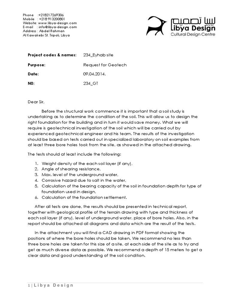 234 - Eyhab Site Geotech-Letter To The Client | PDF