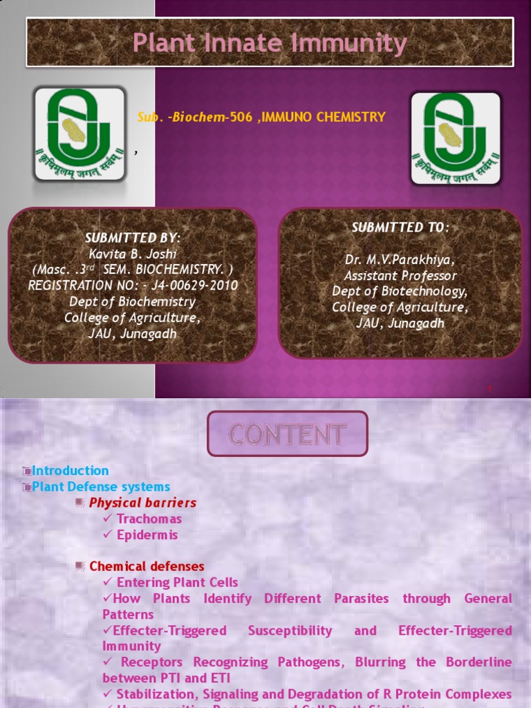 Plant Innate Immunity: Sub. - Biochem-506, IMMUNO CHEMISTRY | PDF ...