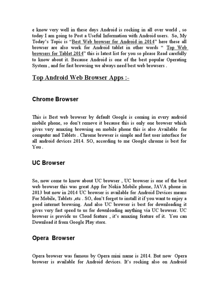 Top Android Web Browser Apps | PDF | Web Browser | Google Chrome