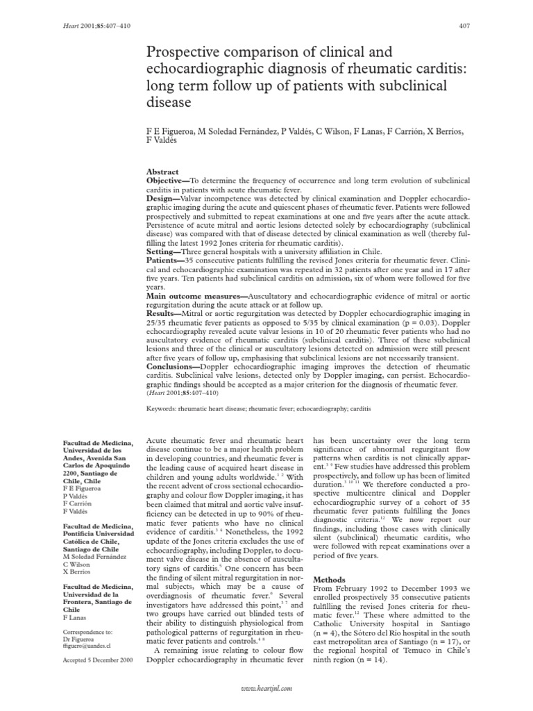 Prospective Comparison of Clinical and Echocardiographic Diagnosis of ...