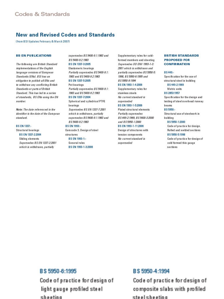 New and Revised Codes and Standards | PDF | Welding | Construction