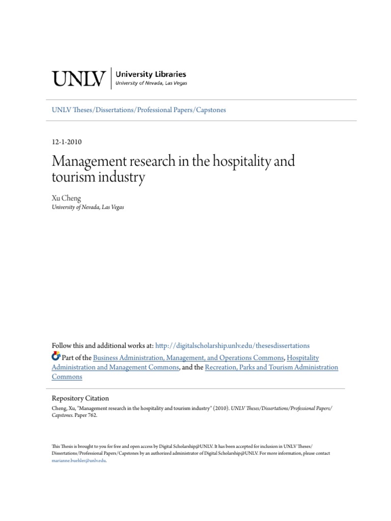 Management Research in The Hospitality and Tourism Industry | PDF ...